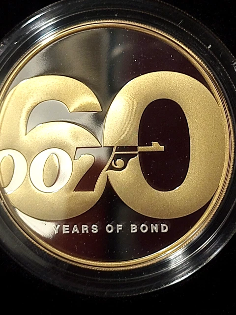 -2 OZ PP-SILBERMÜNZE James Bond 007- 60. Jubiläum 2022 - Tuvalu - Teilvergoldet EUR 185,00 ...