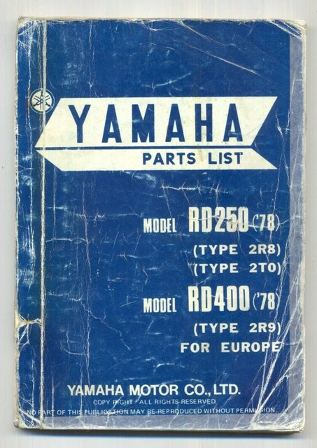 YAMAHA RD400 RD250 (1978-on) Parts List Catalogue Book Manual RD 400 250 FD05 £24.99 - PicClick UK