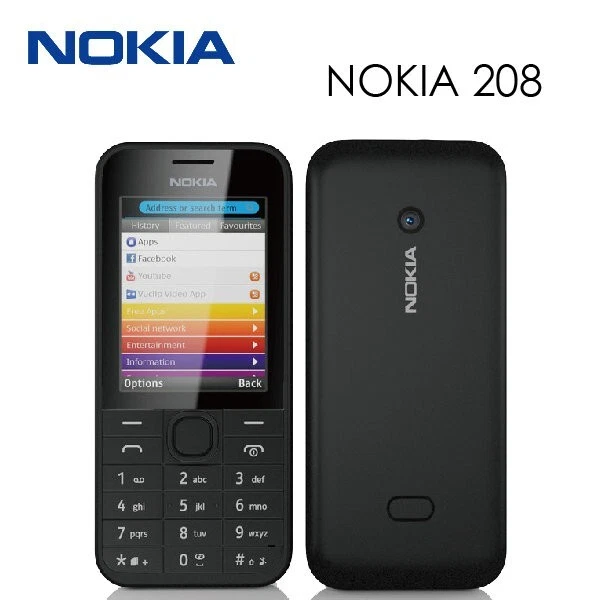 NOKIA 208 BLACK RM-948 Easy to Use 3G Camera Phone Vodafone network £5. ...