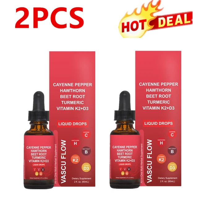 2*CAYENNE PEPPER HAWTHORN Beet Root TurmericVitamin K2+D3 Liquid Drops ...