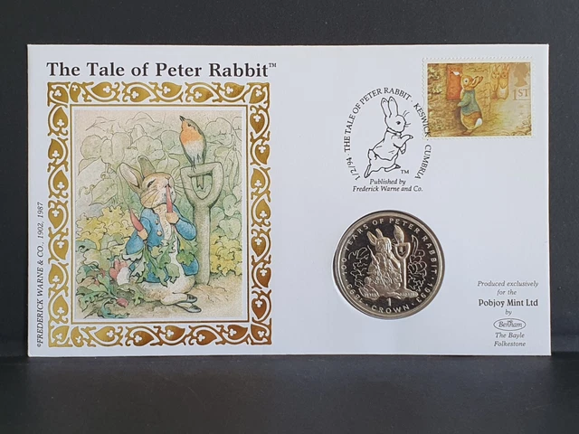 NUMISBRIEF GIBRALTAR PETER Rabbit Hase 1 Crown Münze Queen stgl. BU ...