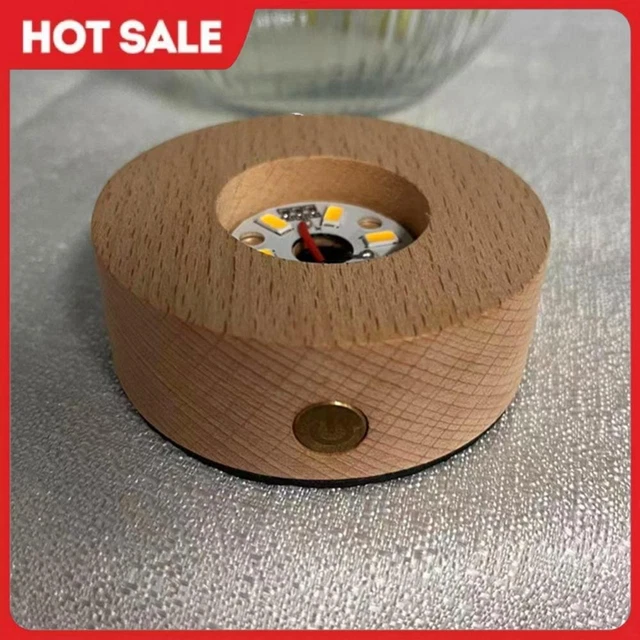 CRYSTAL GLASS LIGHT Base Stands Round LED Display Stand LED Wood ...