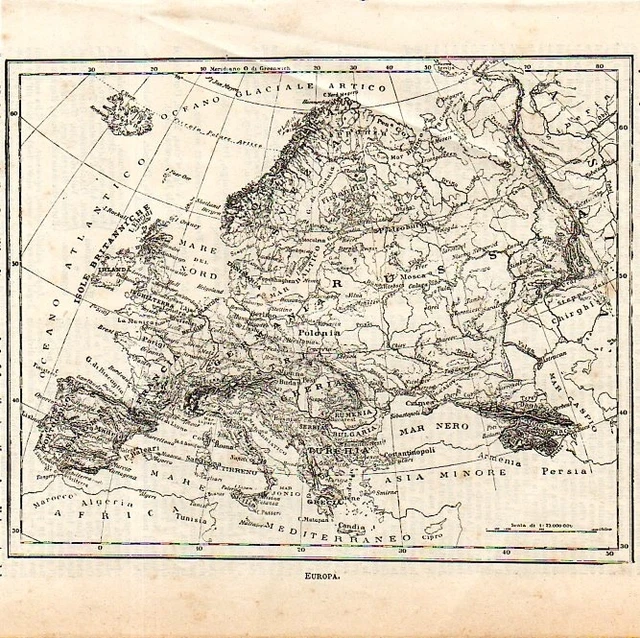 CARTA GEOGRAFICA ANTICA dell' EUROPA Kerbs 1897 Old map EUR 15,00 ...