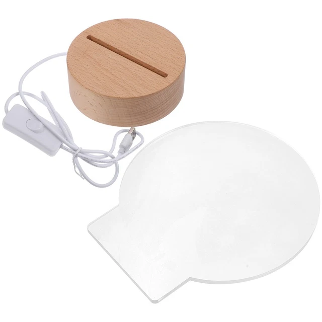 3D WOLF NIGHT Light LED Wooden Base Table Lamp USB Decorative Lights ...