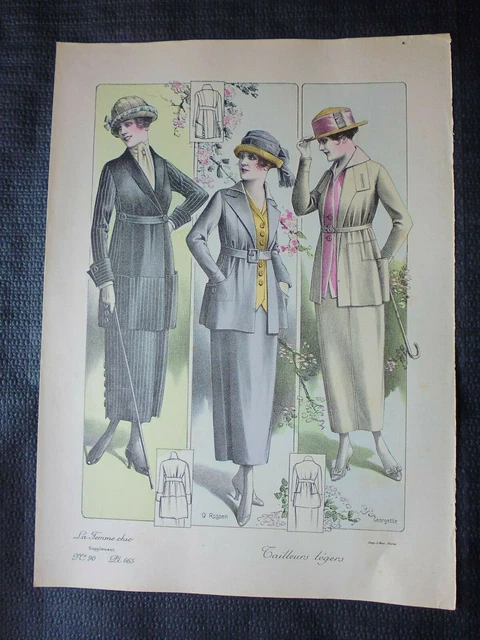 GRAVURE IN FOLIO circa 1910:MODE ANCIENNE: tailleurs légers EUR 8,85 ...