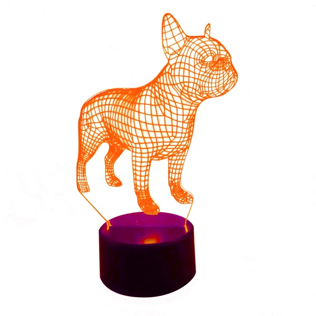 3D LED NIGHT Light Acrylic Hologram Lamp French Bulldog Gift Colors ...
