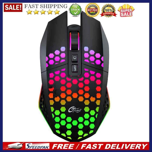 X801 8 KEYS Honeycomb Wireless Mouse for PC Gamers 1600DPI RGB ...