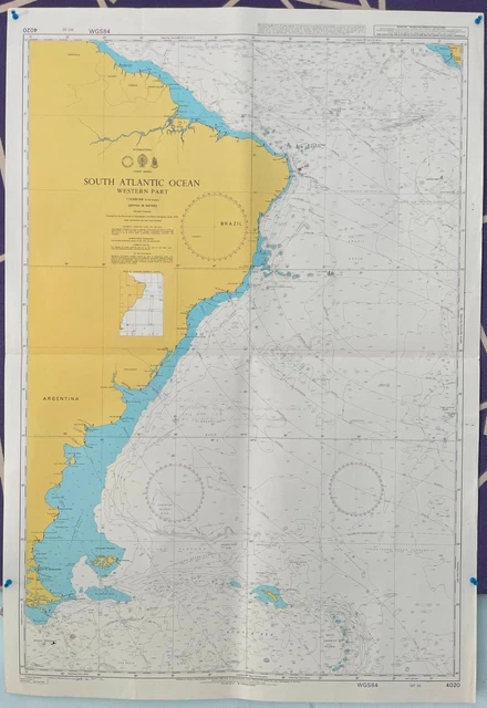 AMIRAUTÉ 4020 SUD Atlantique Océan Ouest Partie Carte Chart Maritime ...