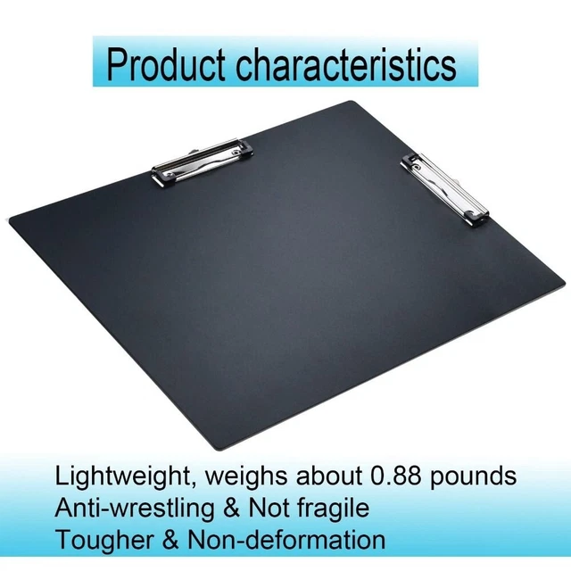 A3 Clipboard Double Clip Black Clipboard Low Profile Clip Office 24 07