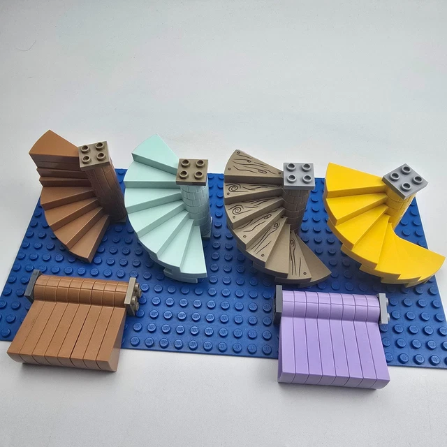 LEGO STAIRS BROWN blue Round Castle House Staircase Joblot X6 Sets ...
