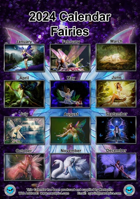 FAIRIES CALENDAR 2024 Twelve Month Yearly Calendar Fantasy Pixie Magic ...