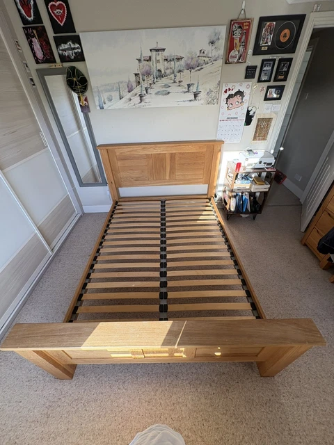 DOUBLE SOLID OAK Bed Frame £104.70 - PicClick UK