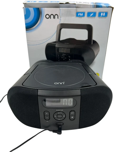 ONN PORTABLE CD Boombox FM Radio Model ONA19AA01A Black T2247 LTB £12. ...