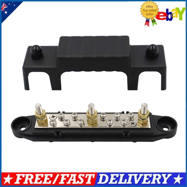 BUS BAR TERMINAL Power Distribution Block DC 48V M6 Studs for RV (Black ...