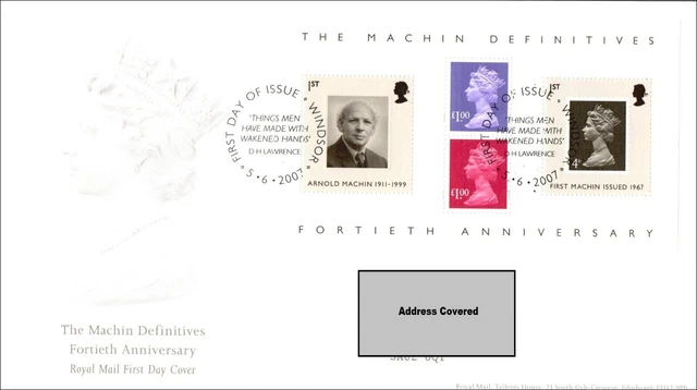 2007 MACHIN DEFINITIVES Anniversary FDC Windsor SHS First Day Cover £1. ...