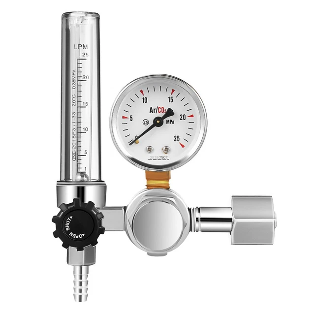 FLOW GAUGE ARGON Regulator Air Indicator Pressure Reducer for Welding ...