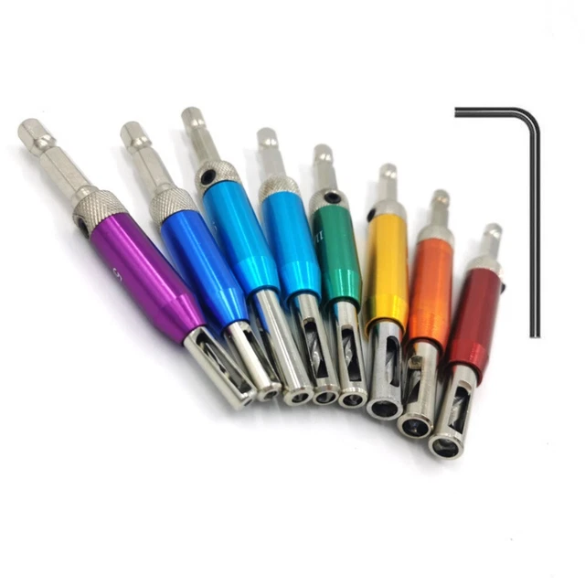 9PCS HEXAGONAL HANDLE Door Lock Hinge Center Drill Bit Woodworking ...