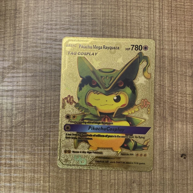 POKEMON PIKACHU MEGA Rayquaza Gold Foil Tag Cosplay £9.68 - PicClick UK