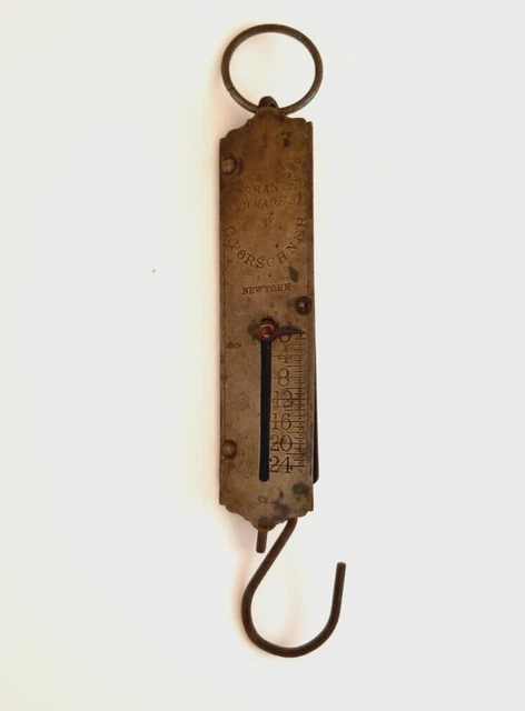 VINTAGE BRASS SPRING Scale 24 lb Warranted By C. Forschner New York $19 ...