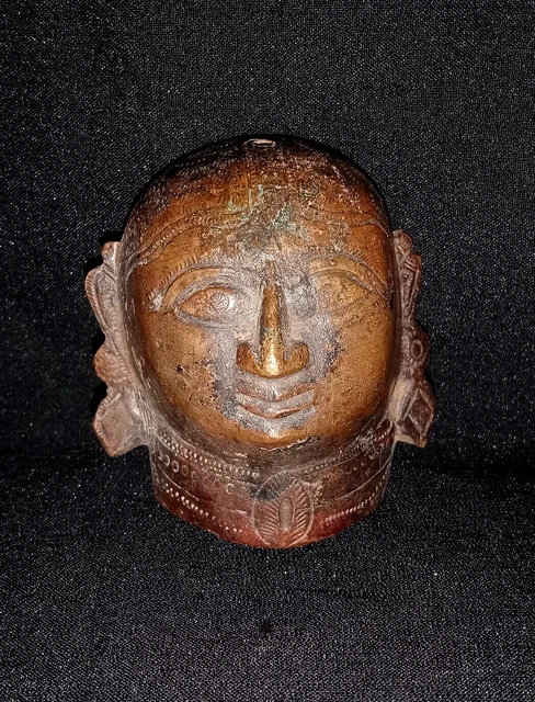 ANTIQUE TRADITIONAL INDIAN Bronze Mask Goddess Parvati Mukha Lingam ...