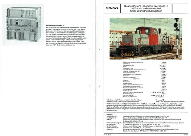 SIEMENS DATENBLATT DIESEL-ELEKTR Lok Renfe Baureihe 311.1 Drehstrom ...