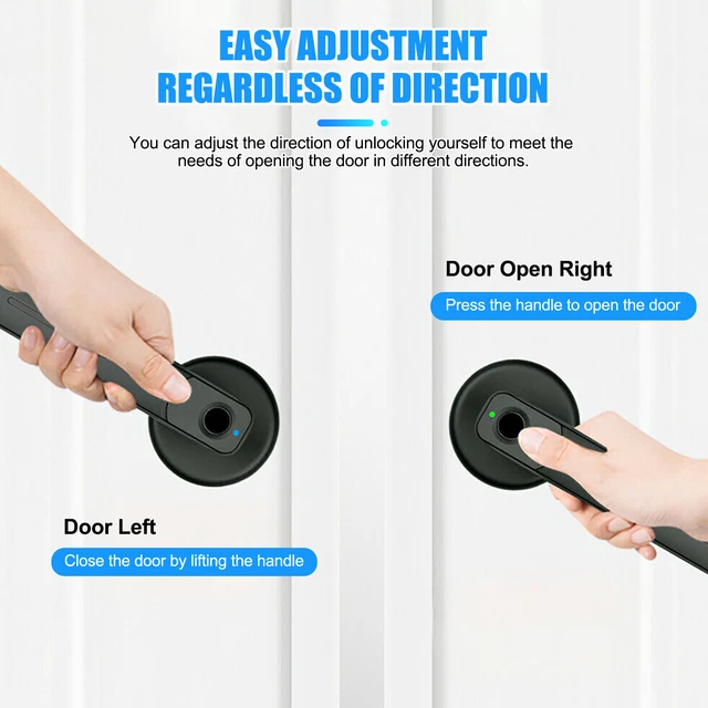 SAFE FINGERPRINT INTERNAL Door Lock Biometric Smart Door Handle w/ 2 ...