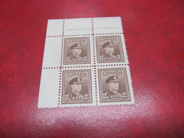 CANADA UNITRADE# 250 2c KING GEORGE VI WAR ISSUE UL PLATE# 3 MH $1.75 ...