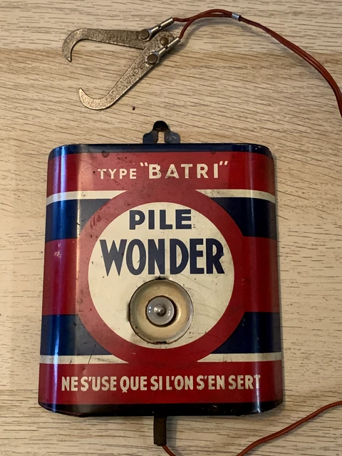 ANCIEN TESTEUR PUBLICITAIRE piles Wonder type "batri" tole emaillée EUR ...