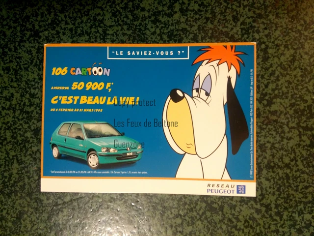 PEUGEOT 106 CARTOON DROOPY pub advert carte postale postcard EUR 7,00 ...