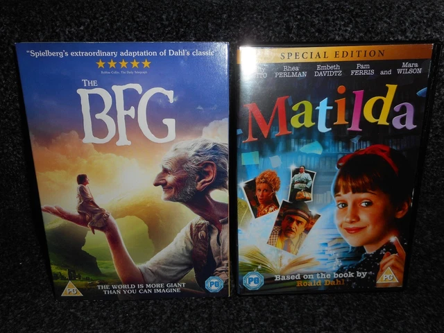 THE BFG (MARK RYLANCE) + MATILDA - 2 ROALD DAHL FILMS - DVDs + INLAYS ...