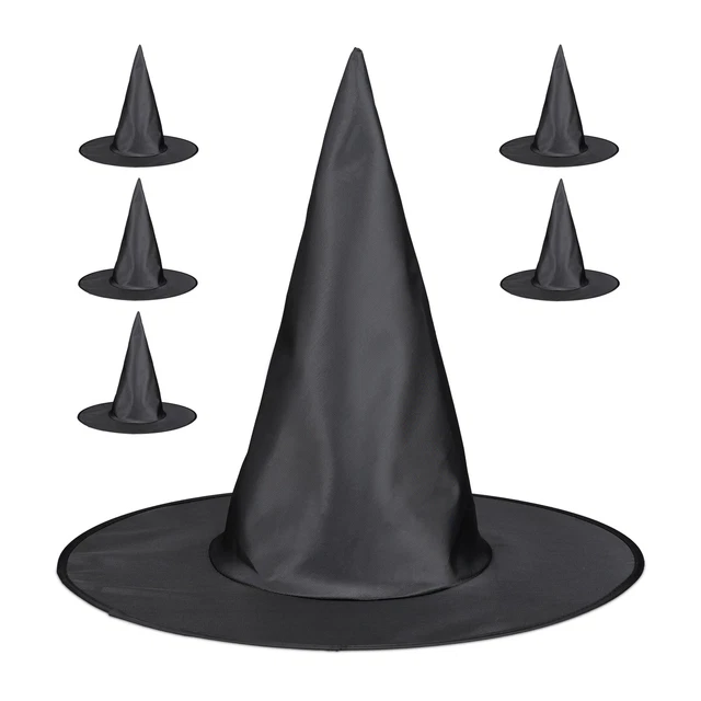 SET OF 6 Witch Hats Pointed Black Halloween Costume Fancy Dress Up ...