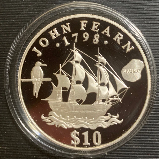 NAURU 1994 $10 John Fearn 1798 (Whaling Ship "Hunter") PROOF+COA £55.00 ...