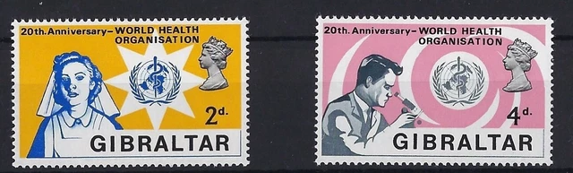 GIBRALTAR 1968 - 20th Anniversary, World Health Organisation (WHO), Set ...