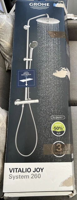 GROHE VITALIO JOY System 260 Shower with Thermostat & Easy Reach Tray ...