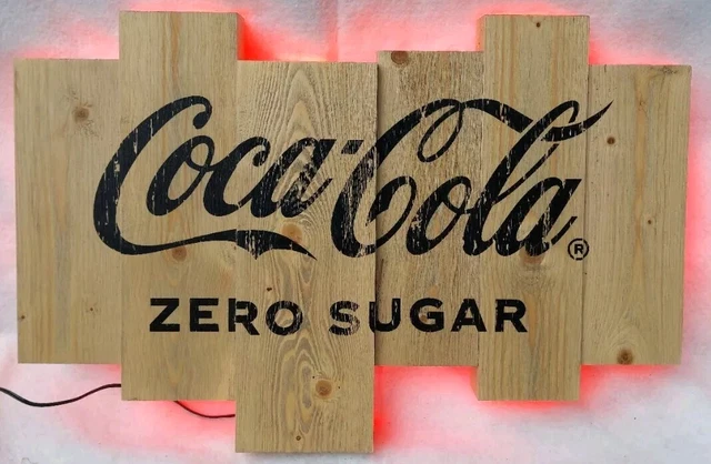 RARE OFFICAL COCA Cola 3D Wooden Red Led Wall Sign Light Pub ...