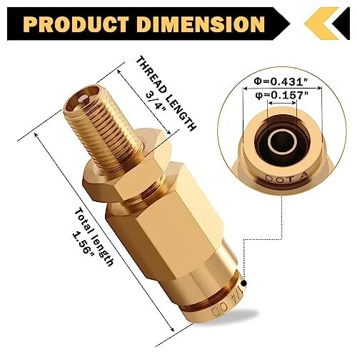 1/4 INFLATION SCHRADER Valve with Push to Connect for 1/4 OD Air Line ...