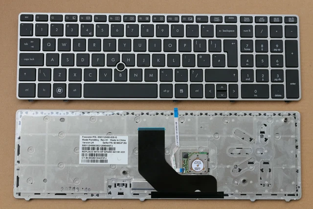 NEW HP PROBOOK 6560B 6565B ELITEBOOK 8560P UK Keyboard Silver Frame ...