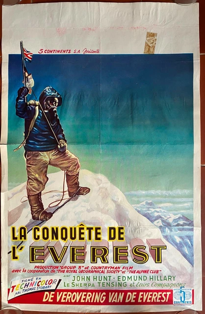 AFFICHE BELGE LA CONQUETE DE L'EVEREST Conquest of Everest GEORGE LOWE ...