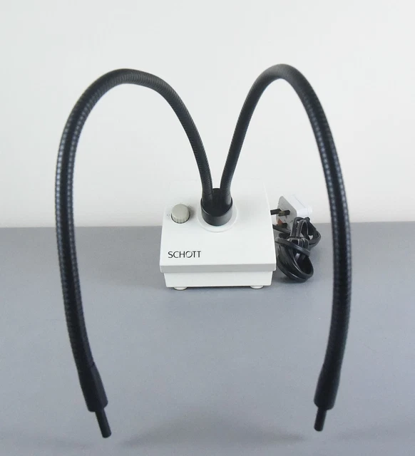 SCHOTT MICROSCOPE LIGHT Source KL 200 with Dual Gooseneck Guide for ...