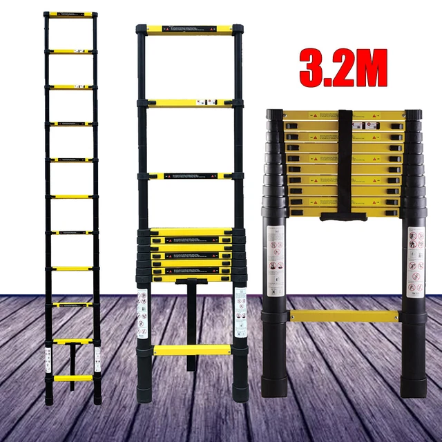 TELESCOPIC LOFT LADDER extendable collapsible step ladders securing ...