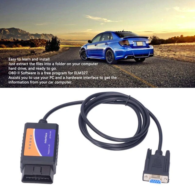 OBD II SCANNER Diagnostic Tool DB9 Female Connector COM Port Indicator ...