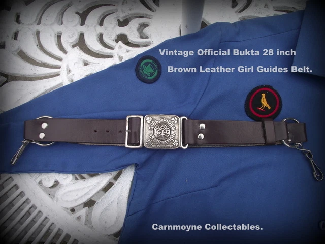 VINTAGE BUKTA OFFICIAL Pattern 28 inch Brown Leather Girl Guides Belt ...