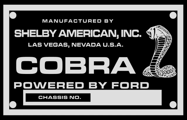 COBRA CARROLL SHELBY MODEL SERIAL NUMBER DATA PLATE ID TAG Las Vegas ...