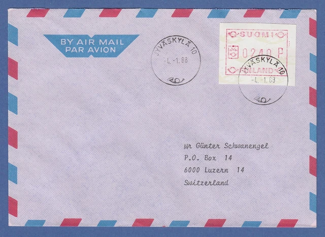 FINNLAND 1988 FRAMA-ATM Mi.-Nr. 3.2 c Wert 0240 aus OA VANTAA auf Brief ...