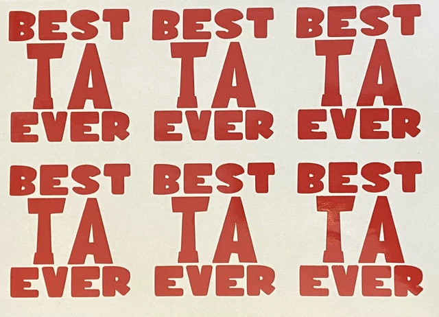 6 BEST TA Ever Vinyl Decal Stickers, Teaching Assistant Gift Present ...