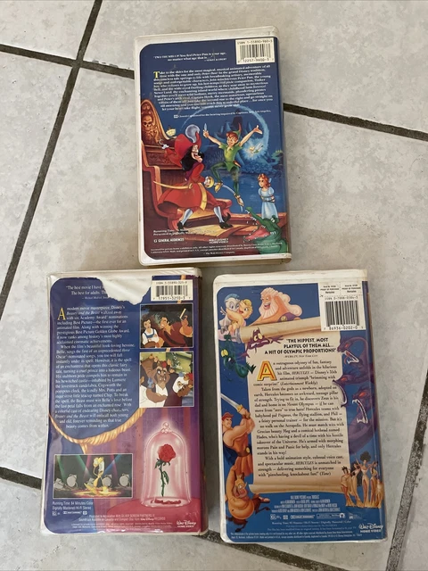 WALT DISNEY CLASSIC VHS tapes Peter Pan, Hercules, Beauty And The Beast ...