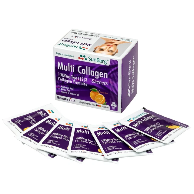 SUNBERG MULTI COLLAGEN Peptides Sachets 1000mg Hydrolyzed Collagen Type ...