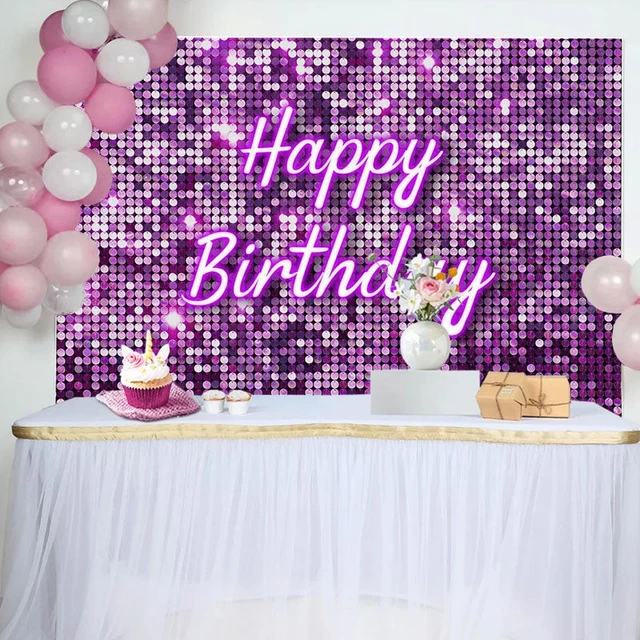 PURPLE GLITTER SEQUIN Simple Happy Birthday Backdrop $37.90 - PicClick AU