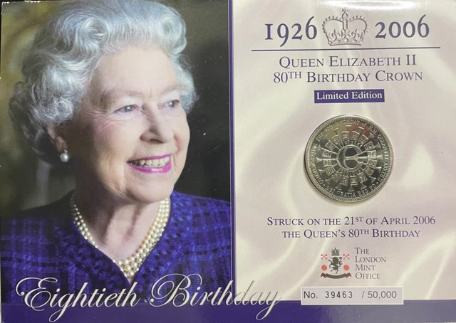 UK 2006 QUEEN Elizabeth II 80th Birthday Crown Uncirculated Limited ...