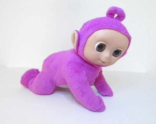 TELETUBBIES TIDDLYTUBBIES PING Purple Crawling Plush Soft Toy Tiddly ...